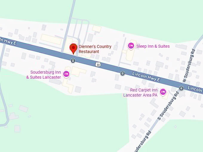 16. dienner’s country restaurant map