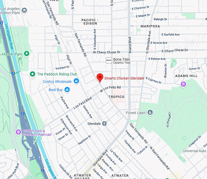 dinah's chicken glendale map