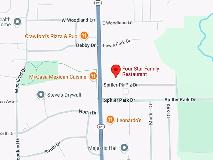 four star family restaurant map