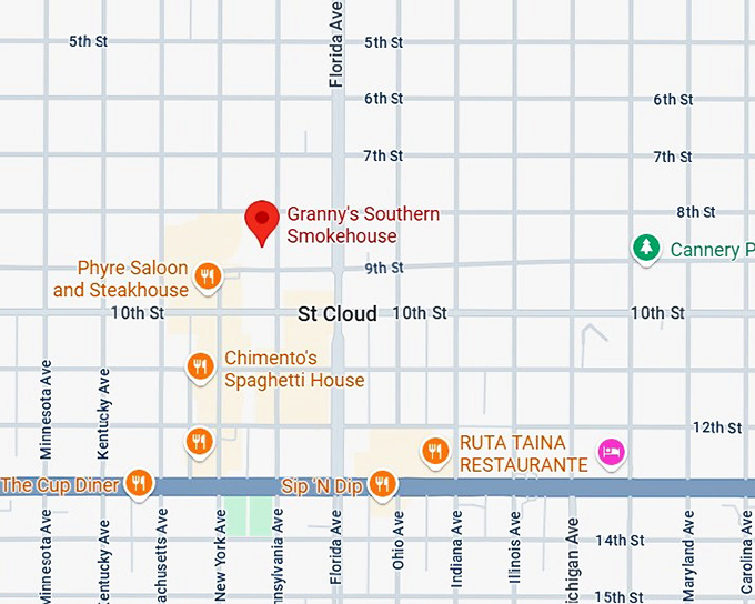 16. granny’s southern smokehouse map