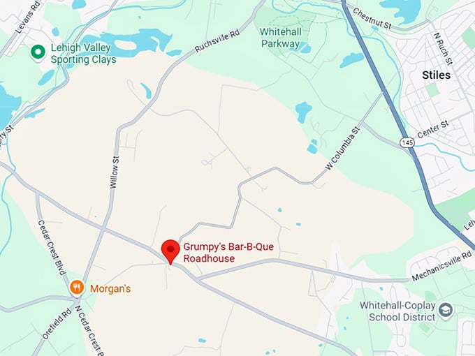 16. grumpy's bar b que roadhouse map
