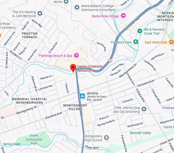 16. hank's creekside restaurant map