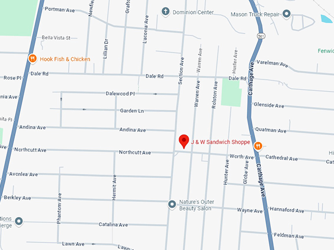 16. j & w sandwich shoppe‎ map