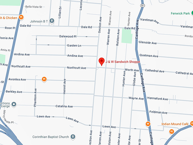 16. j & w sandwich shoppe map
