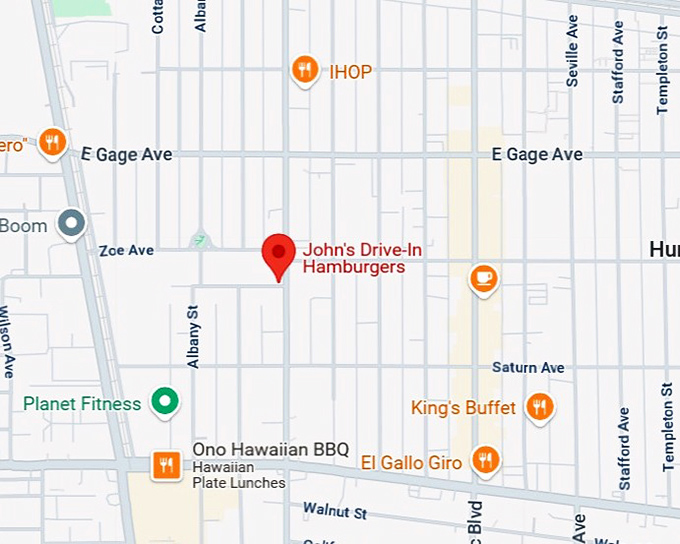16. john’s drive in hamburgers map