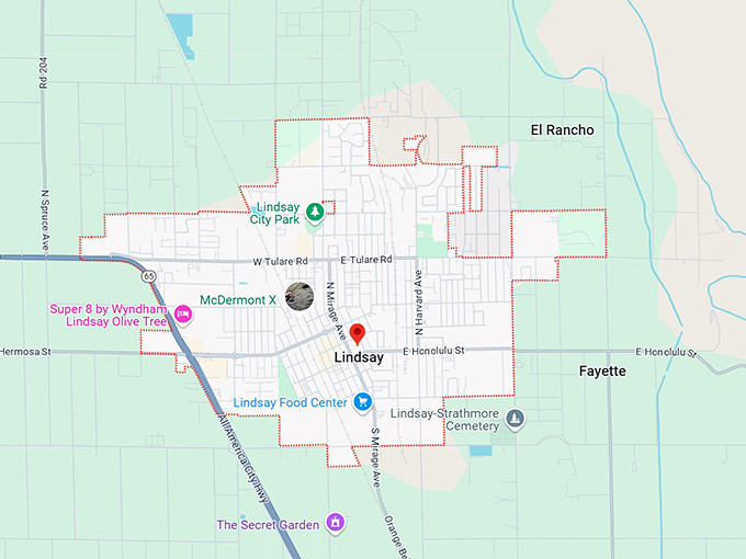 16. lindsay, ca map