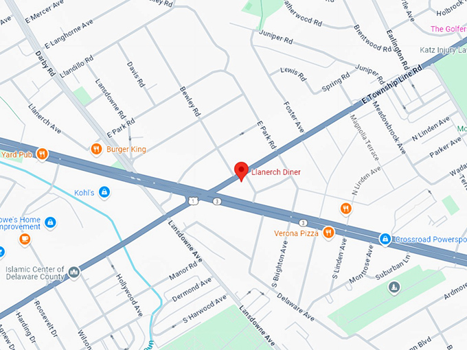 16. llanerch diner map