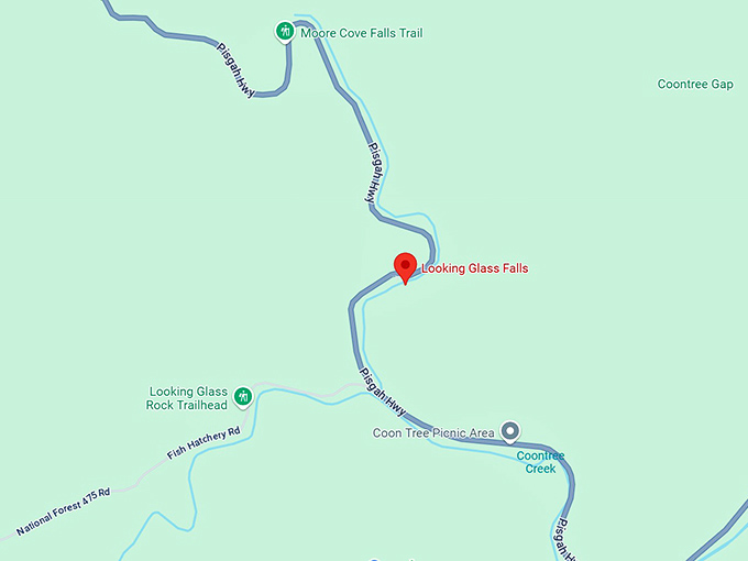 16. looking glass falls map