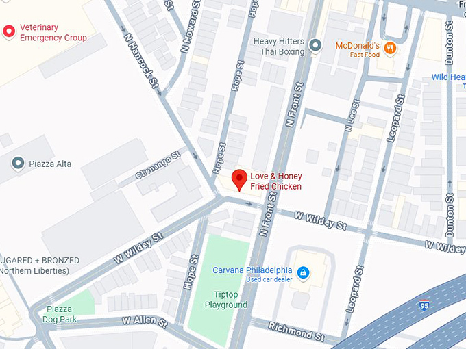16. love & honey fried chicken map