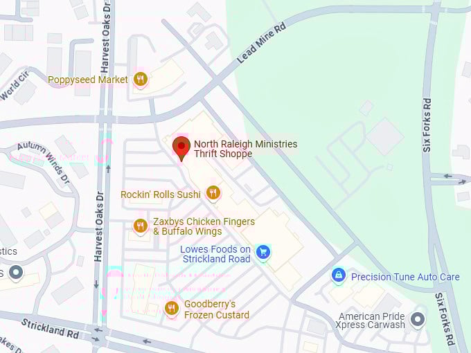16. north raleigh ministries thrift shoppe map