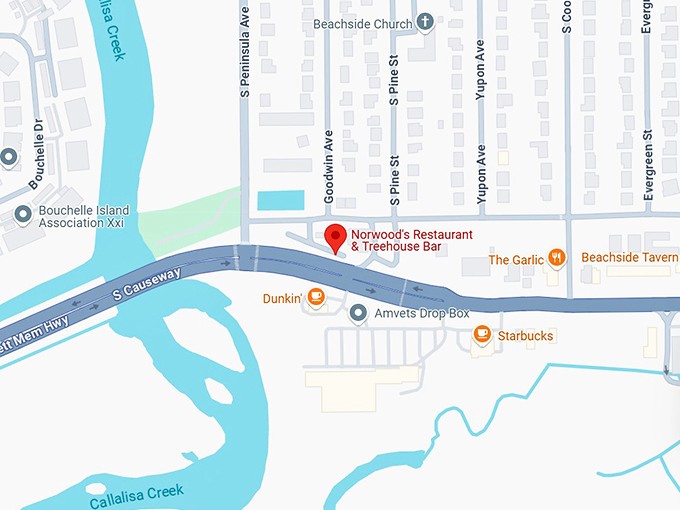 16. norwood's restaurant & treehouse bar map