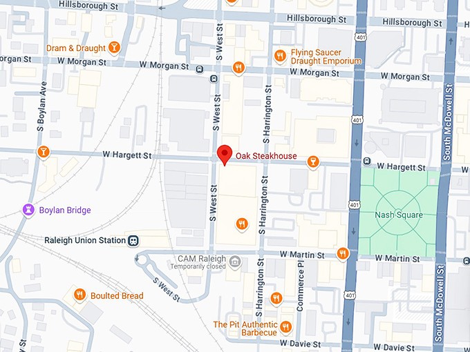 16. oak steakhouse map