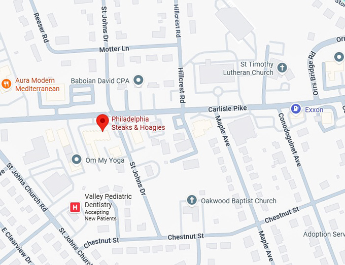 16. philadelphia steaks & hoagies map