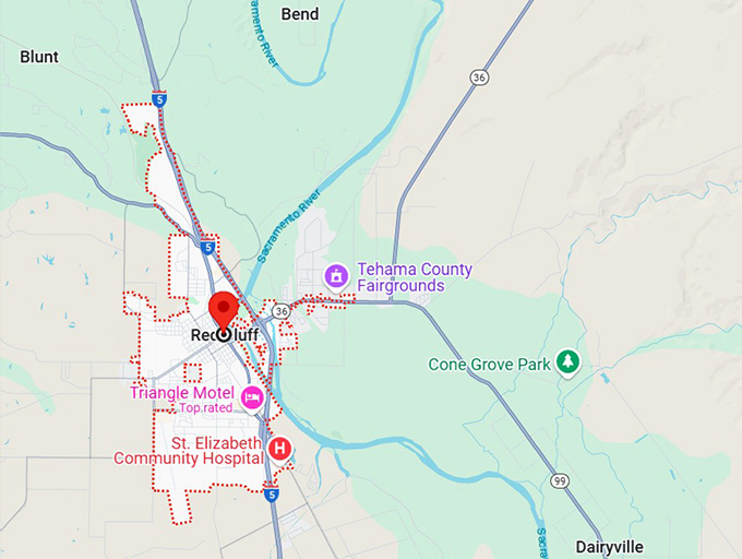 16. red bluff, ca map