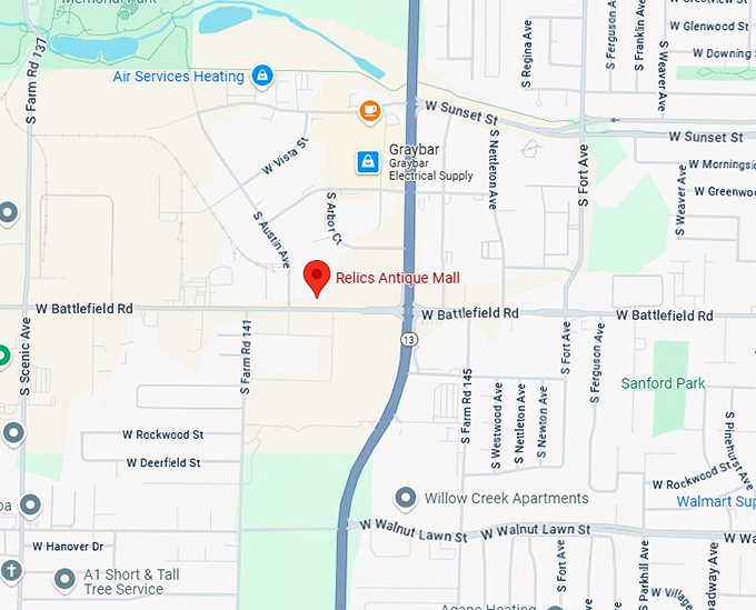 16. relics antique mall map
