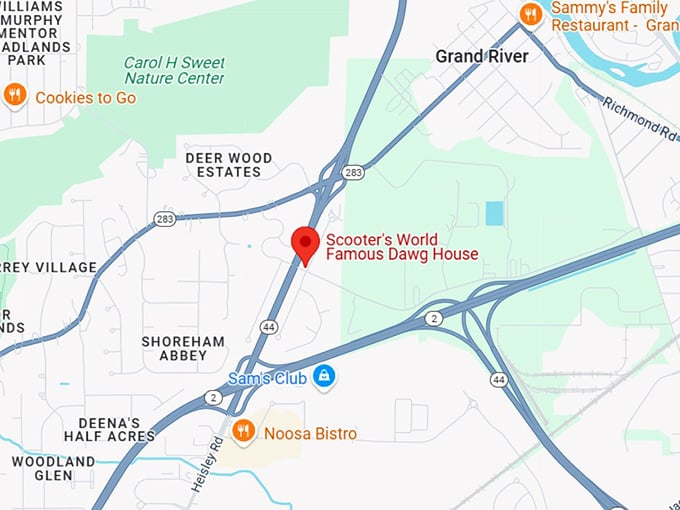 16. scooter’s world famous dawg house map