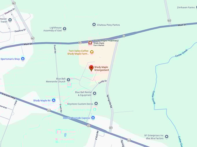 16. shady maple smorgasbord map