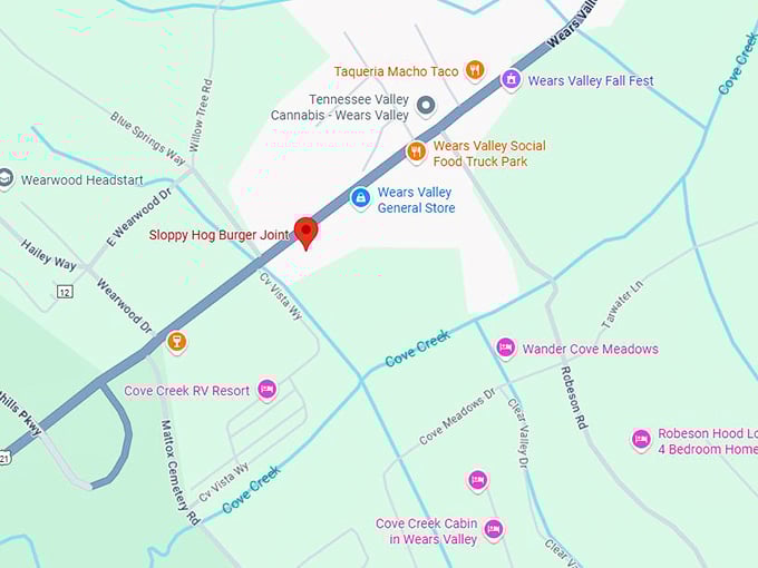 16. sloppy hog burger joint map