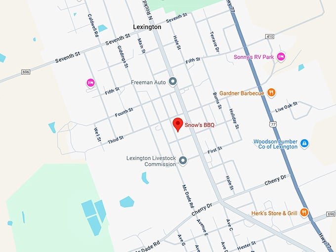 16. snow's bbq map