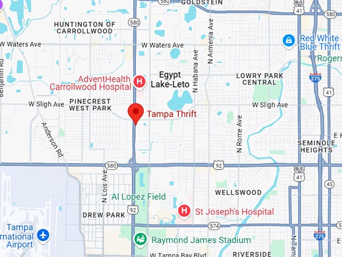 16. tampa thrift map