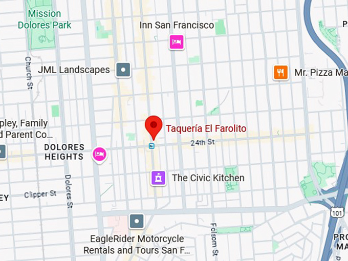 16. taquería el farolito (2779 mission st) map