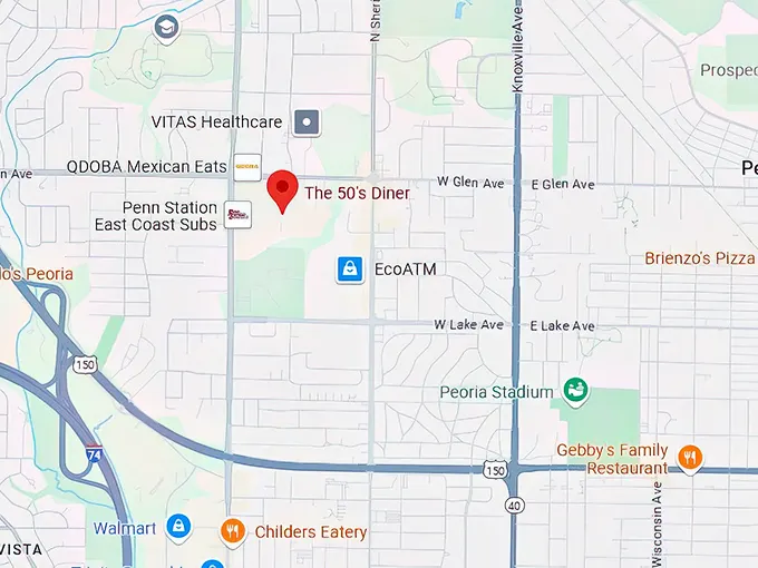 the 50’s diner map