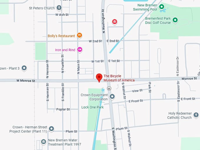 16. the bicycle museum of america map