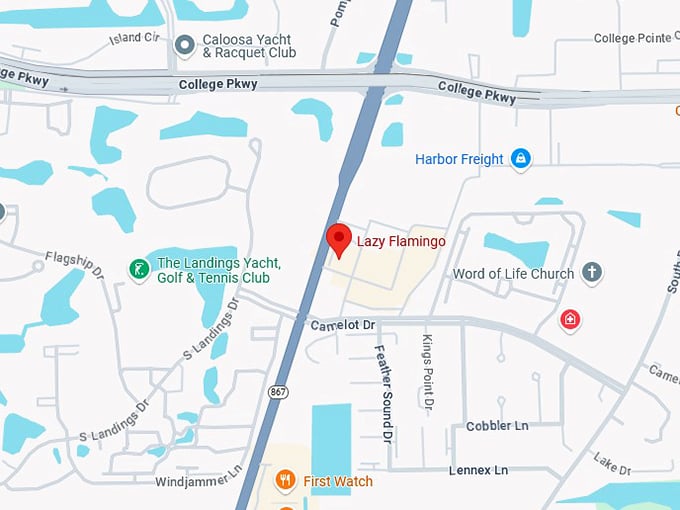 16. the lazy flamingo map