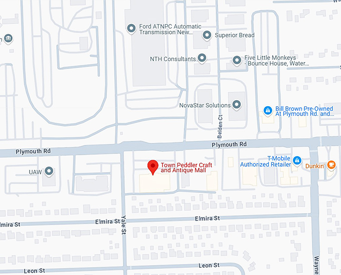16. town peddler craft and antique mall map