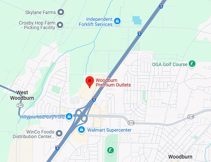 16. woodburn premium outlets map