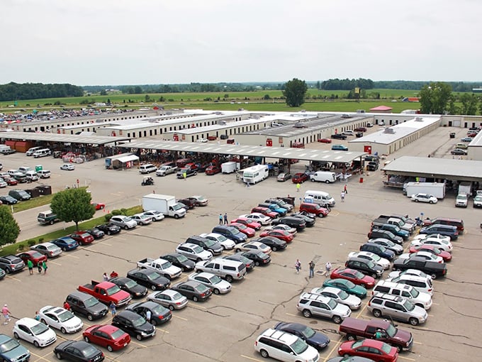 Look at this parking lot party! Caesar Creek's massive spread makes Black Friday look like a quiet Tuesday.