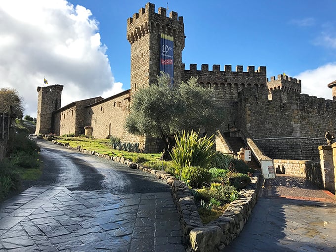 Medieval dreams come true! Castello di Amorosa's stone towers and battlements transport you to Tuscany without the jet lag.