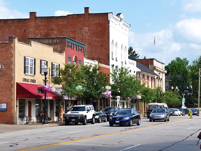 Chagrin Falls: Historic storefronts line the charming main street of Chagrin Falls, where time seems to slow down just enough to savor the moment.