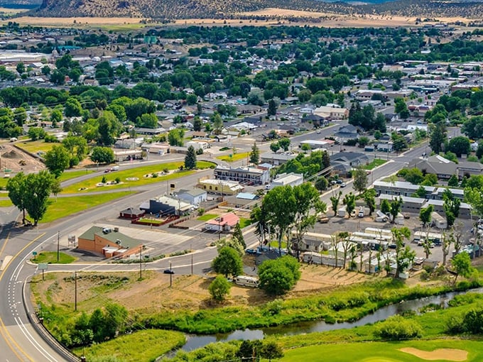 "Small town, big sky country! Prineville unfolds like a patchwork quilt with that meandering river adding just the right touch of blue to the landscape."