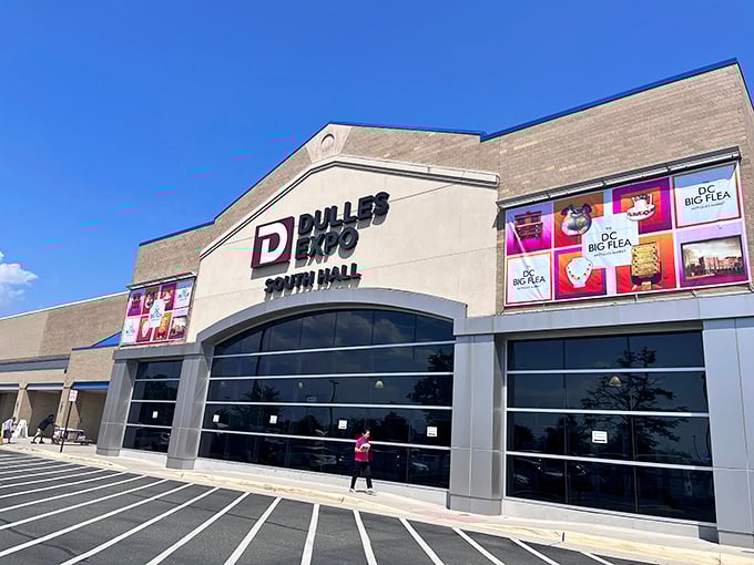 The grand entrance to Dulles Expo's Big Flea Market promises treasures within. Like a department store where everything has a story!