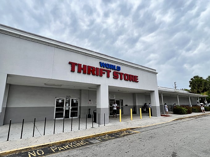 World Thrift's bold red and blue sign promises an adventure – like stepping into Ali Baba's cave, but with price tags!