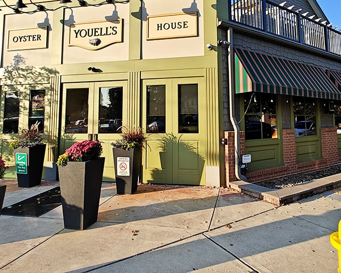 Youell's Oyster House beckons with its charming green facade and welcoming flower pots – a seafood sanctuary in the heart of Allentown.