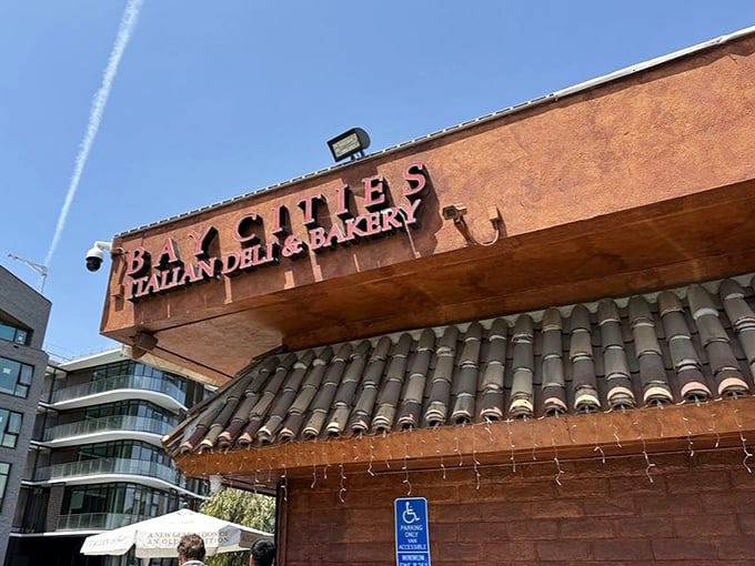 That terracotta facade isn't just pretty—it's a landmark for sandwich pilgrims seeking The Godmother's Italian embrace.