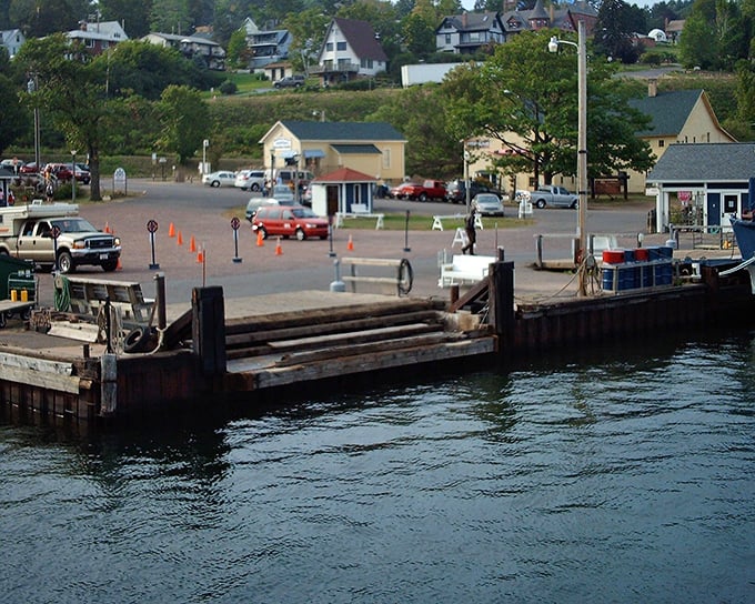 The ferry dock at Bayfield – where mainland worries are left behind and island adventures begin.