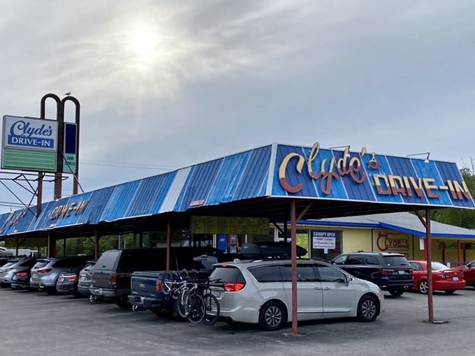 Classic drive-in architecture that whispers "slow down, stay awhile" in a world obsessed with speed.