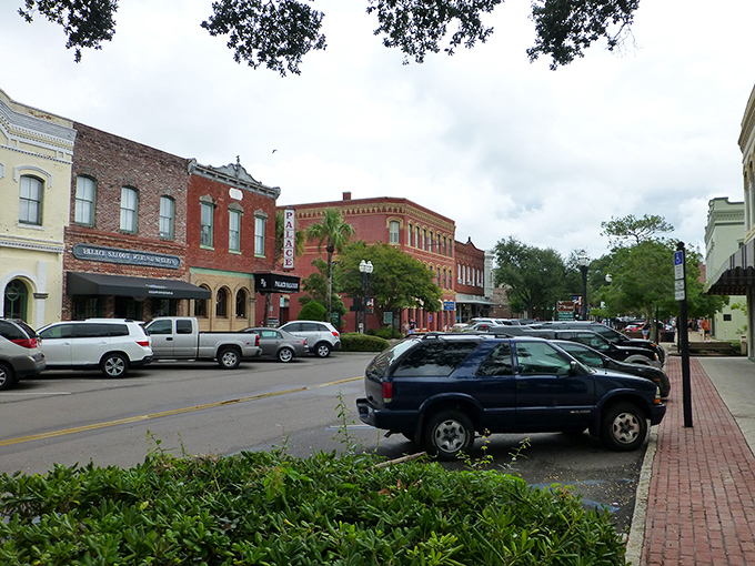 Historic brick buildings tell stories of yesteryear in Fernandina Beach's picturesque downtown district.