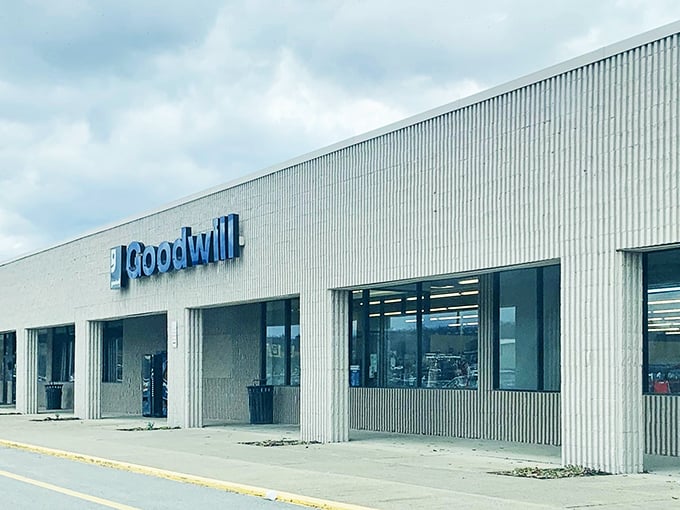 This spacious Goodwill storefront promises treasure hunting adventures without the cramped aisles of typical thrift shops.