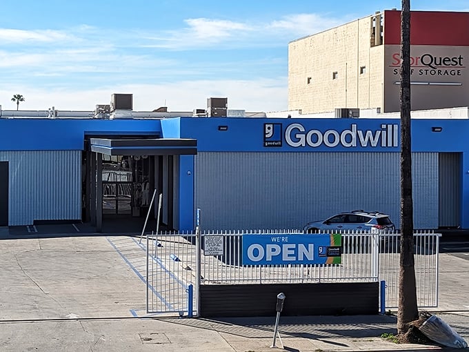 "We're OPEN" indeed—and what an understatement. This Goodwill warehouse could hide the Ark of the Covenant somewhere in aisle 12.