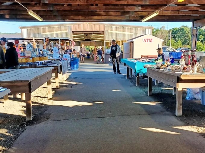 The aisles of Jake's stretch on like chapters in a mystery novel – each table a new plot twist waiting to unfold.