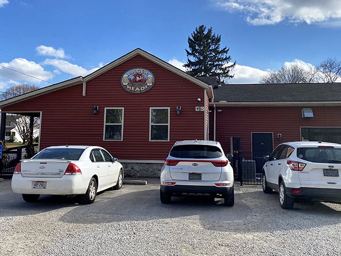 Even the cars seem to be lining up with anticipation outside this charming red smokehouse – they know what's coming!