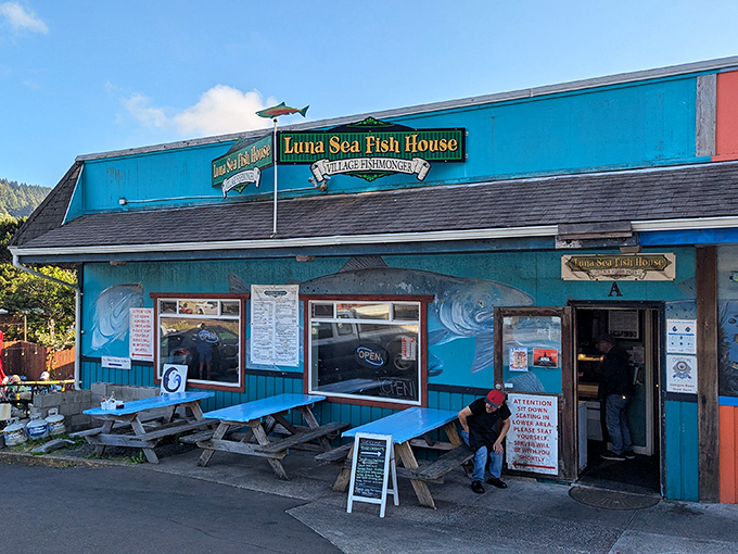 The colorful mural outside Luna Sea Fish House hints at the ocean treasures waiting inside this local favorite.