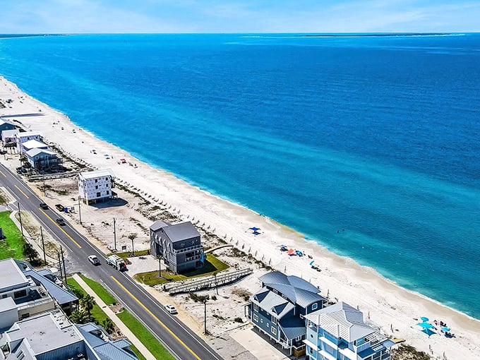 Nature's canvas in blue and white – Mexico Beach stretches out like a watercolor painting come to life.