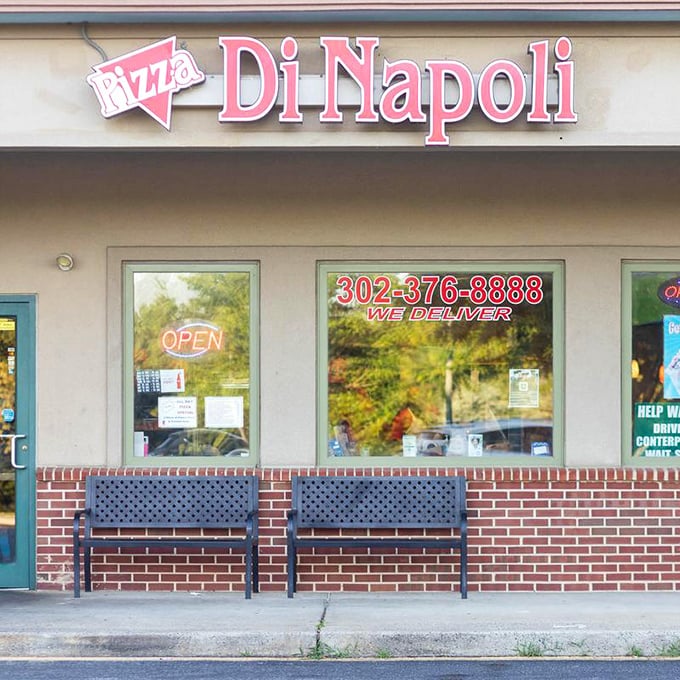 That neon "OPEN" sign might as well say "PARADISE." Pizza Di Napoli's simple exterior hides Delaware's answer to proper Italian pie.