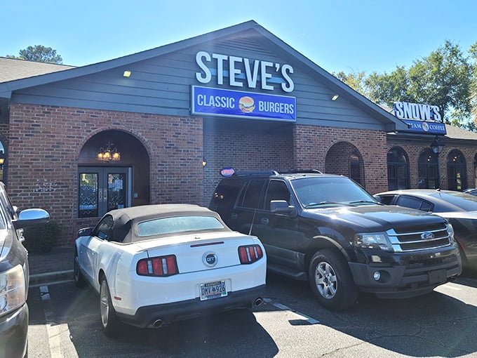 Steve's Classic Burgers (Columbia): That blue sign is like a beacon for burger lovers—simple, straightforward, and signaling delicious things ahead.