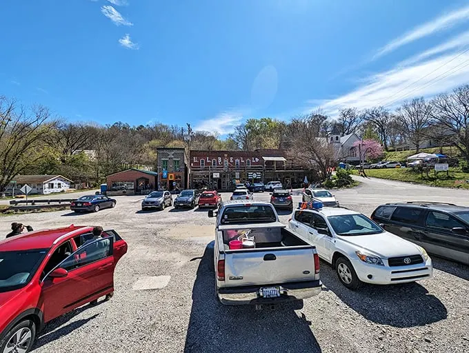 The parking lot tells a story – locals and visitors alike discovering this hidden gem tucked into the Shawnee Hills.